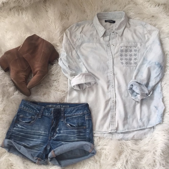 Forever 21 | Tops | Forever 2 Tie Dyed Star Button Down Shirt Small ...